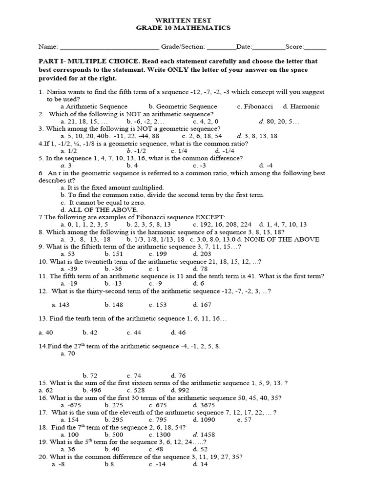 Written Test | PDF | Ratio | Geometry