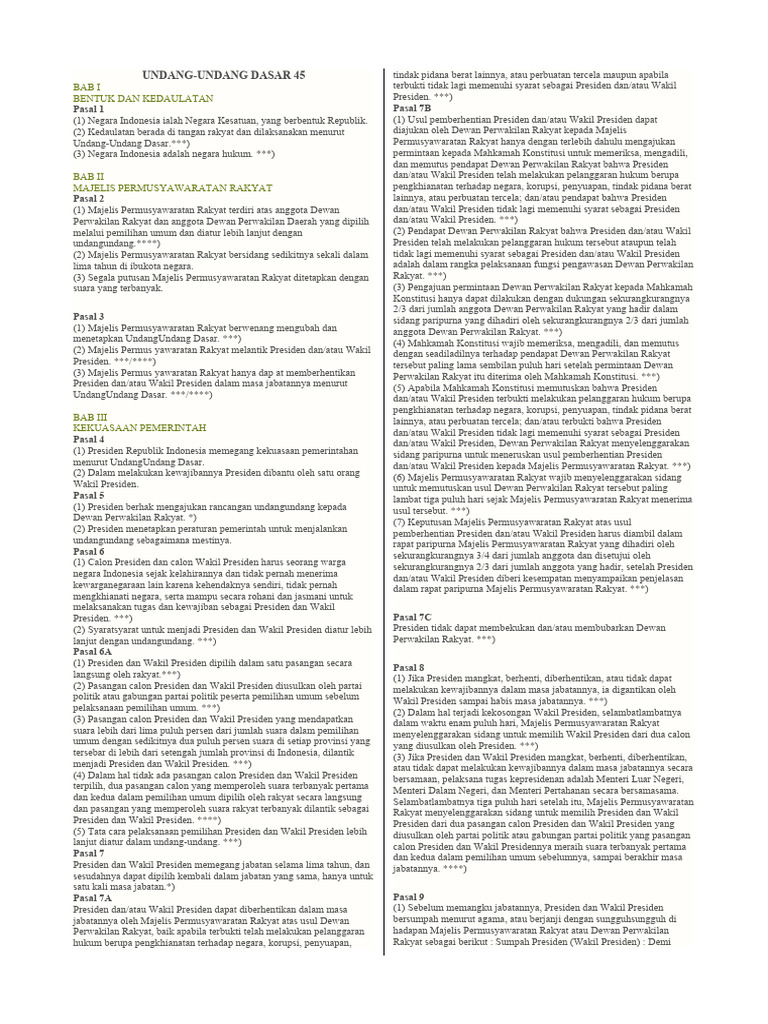 UUD 45 Dan Jenis Amandemen | PDF
