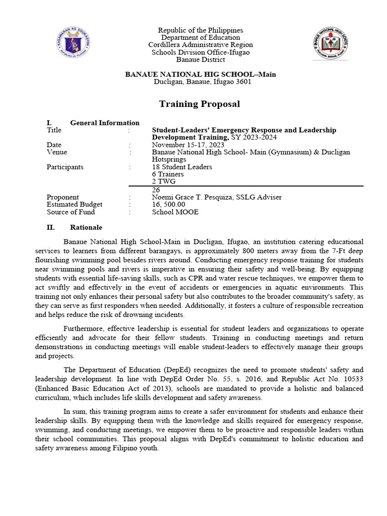 leadership-training-proposal | PDF | Swimming | Leadership