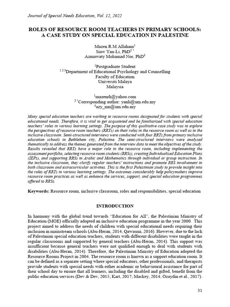 Mazen 2022 | Download Free PDF | Special Education | Educational Assessment