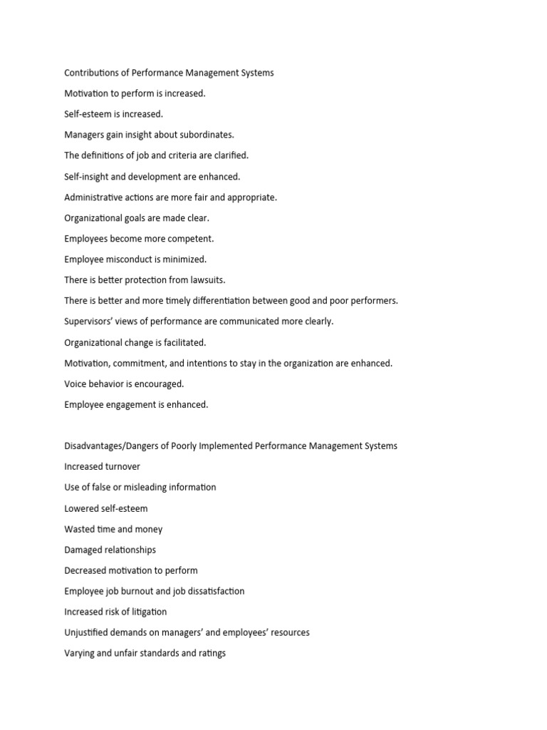 Contributions of Performance Management Systems | PDF | Cost Of Living ...