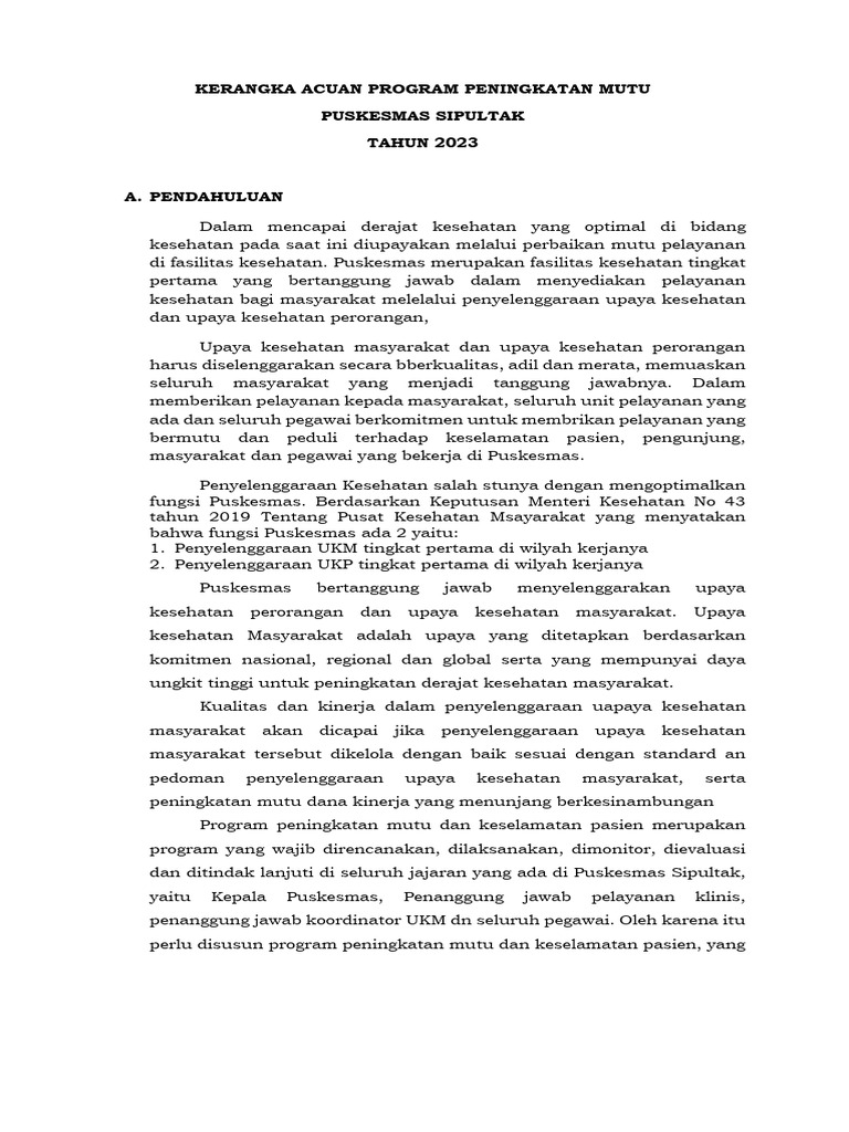 Peningkatan Mutu Puskesmas Sipultak 2023 | PDF | Karier & Perkembangan | Pengelolaan Keuangan & Uang