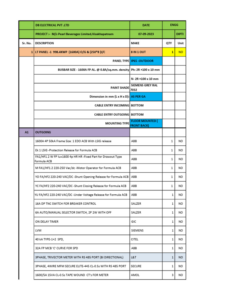 Bom | PDF | Electrical Engineering | Equipment