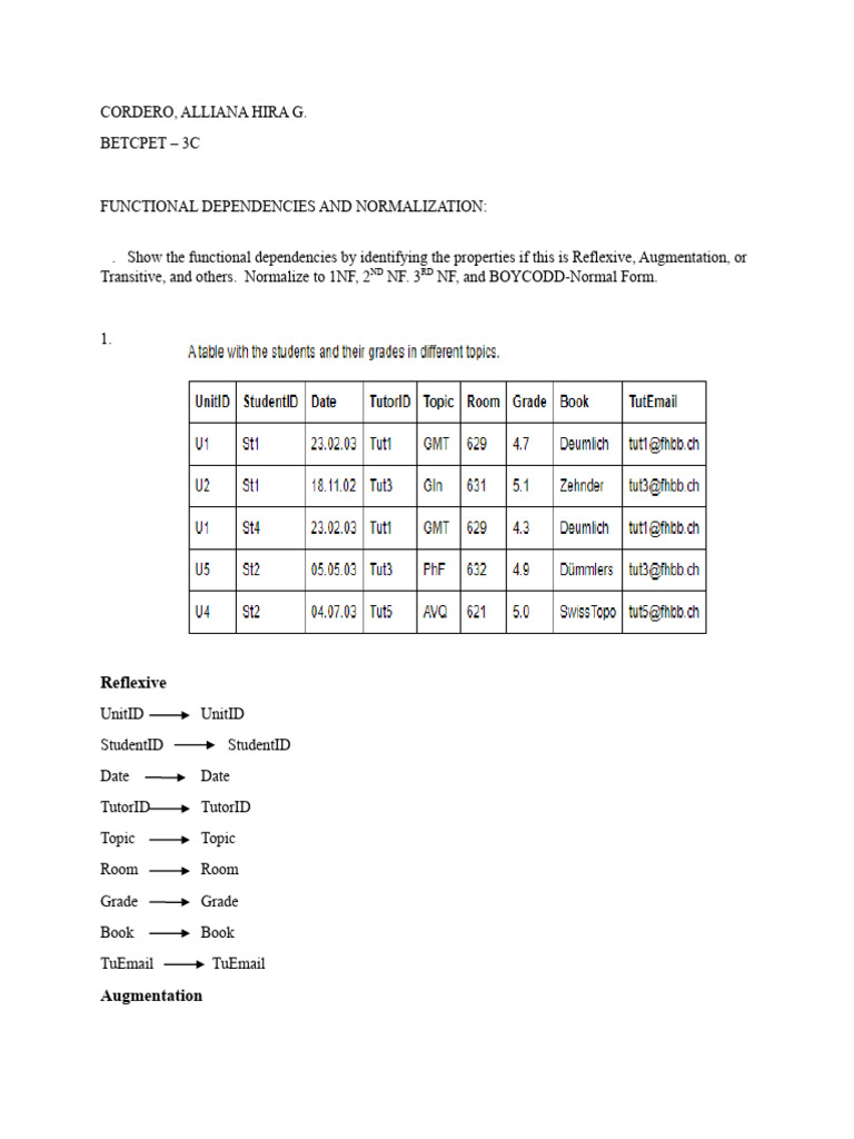 FUNCTIONAL DEPENDENCIES AND NORMALIZATION Exercises | PDF | Computer ... FUNCTIONAL DEPENDENCIES AND NORMALIZATION Exercises | PDF | Computer ...