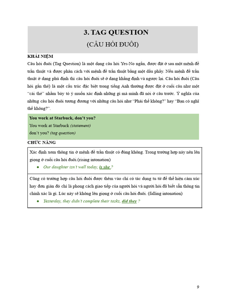 MTC - Tag Question | PDF | Verb | Linguistics