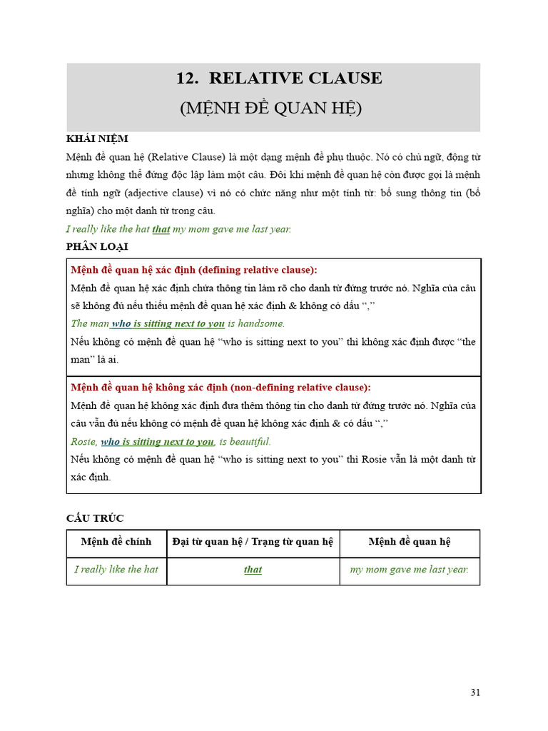 MTC - Relative Clause | PDF