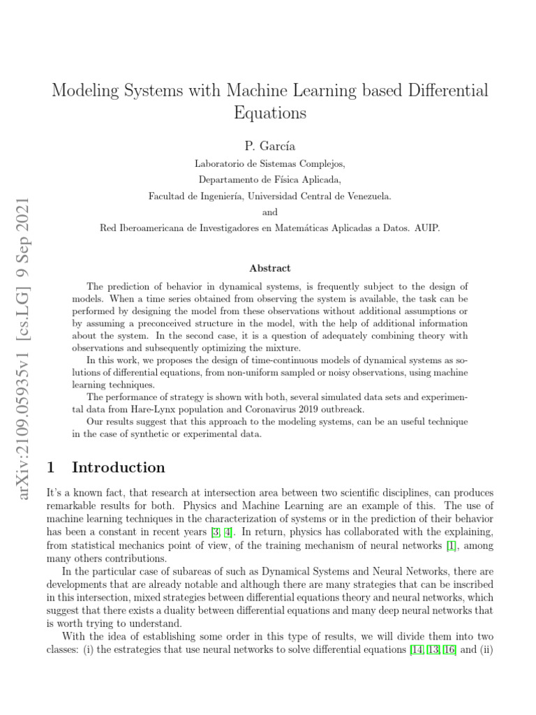 Modeling Systems With Machine Learning Based Differential Equations ...
