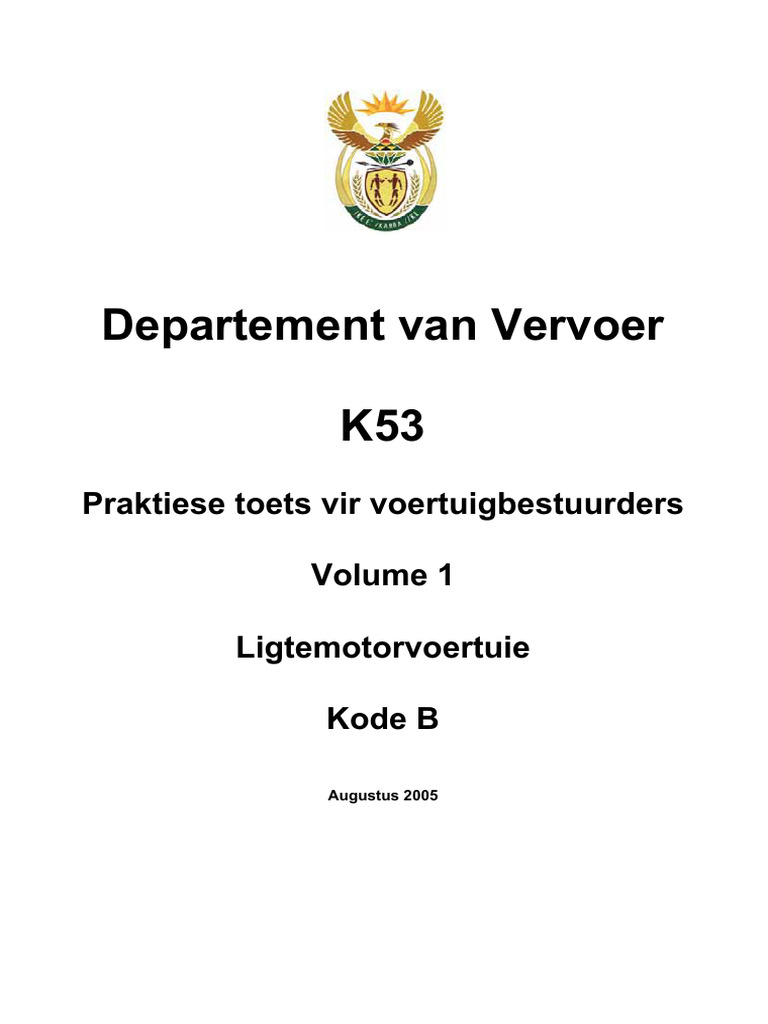 K53 Bestuurstoets | PDF