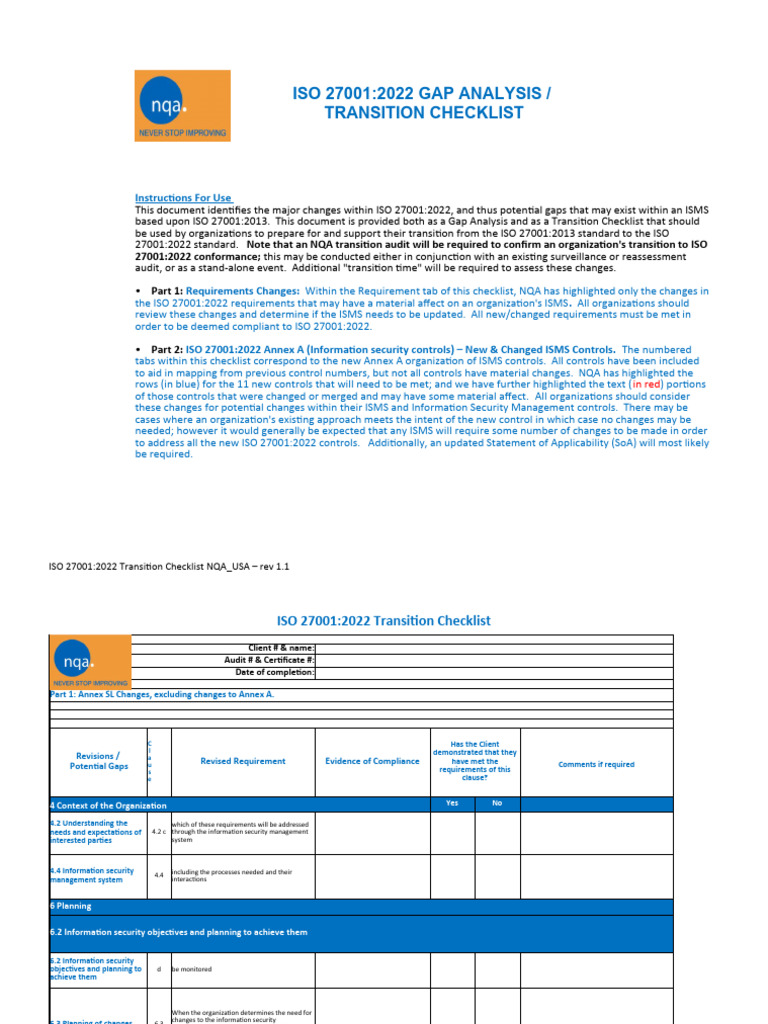 GAP ANALYSIS ISO 27001 - 2022 v1 1 | PDF | Information Security | Information