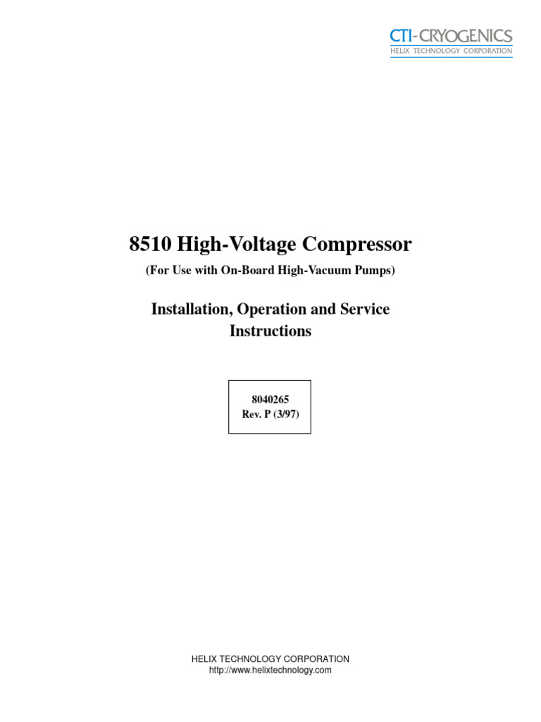 Helium Compressor | PDF | Electrical Connector | High Voltage