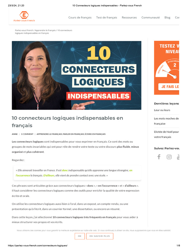 Connecteurs Logiques Indispensables - Niveau B2 | PDF | Langue ...
