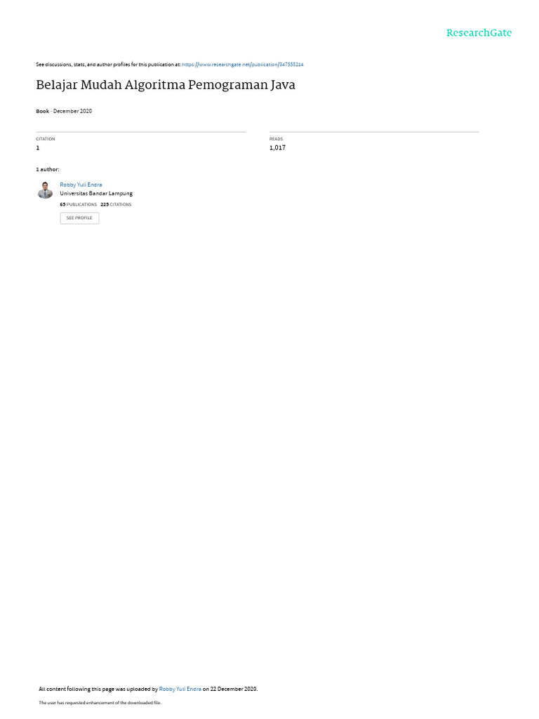 Belajar Mudah Algoritma Pemograman Java Sinopsis | PDF | Karier ...