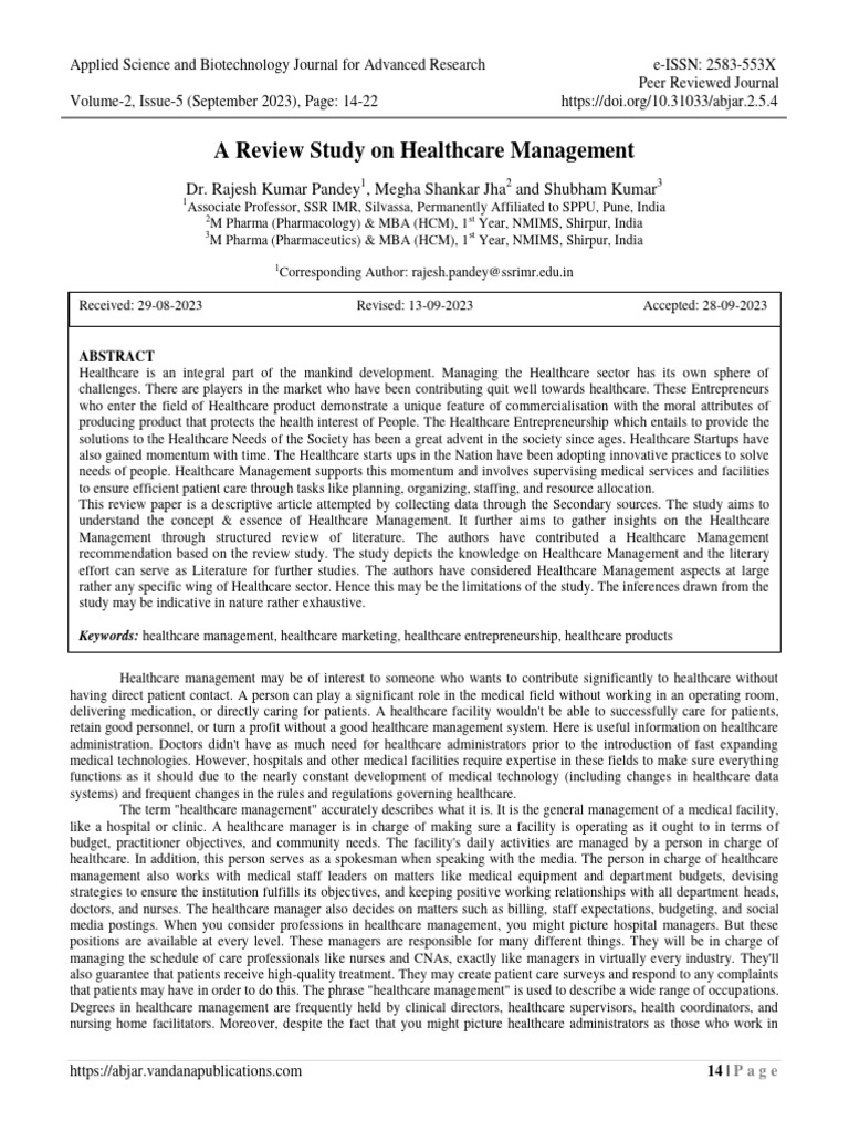 Review of Healthcare Management Insights | PDF | Health Care | Health ...