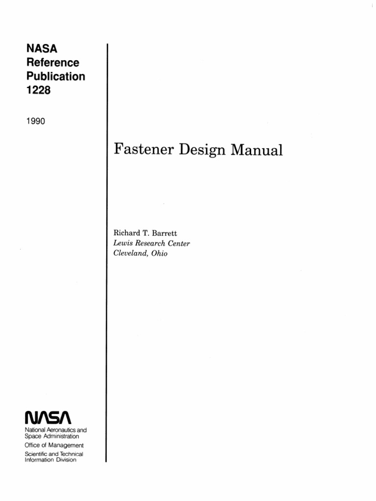 Fastener Design Manual (NASA) | PDF | Corrosion | Screw