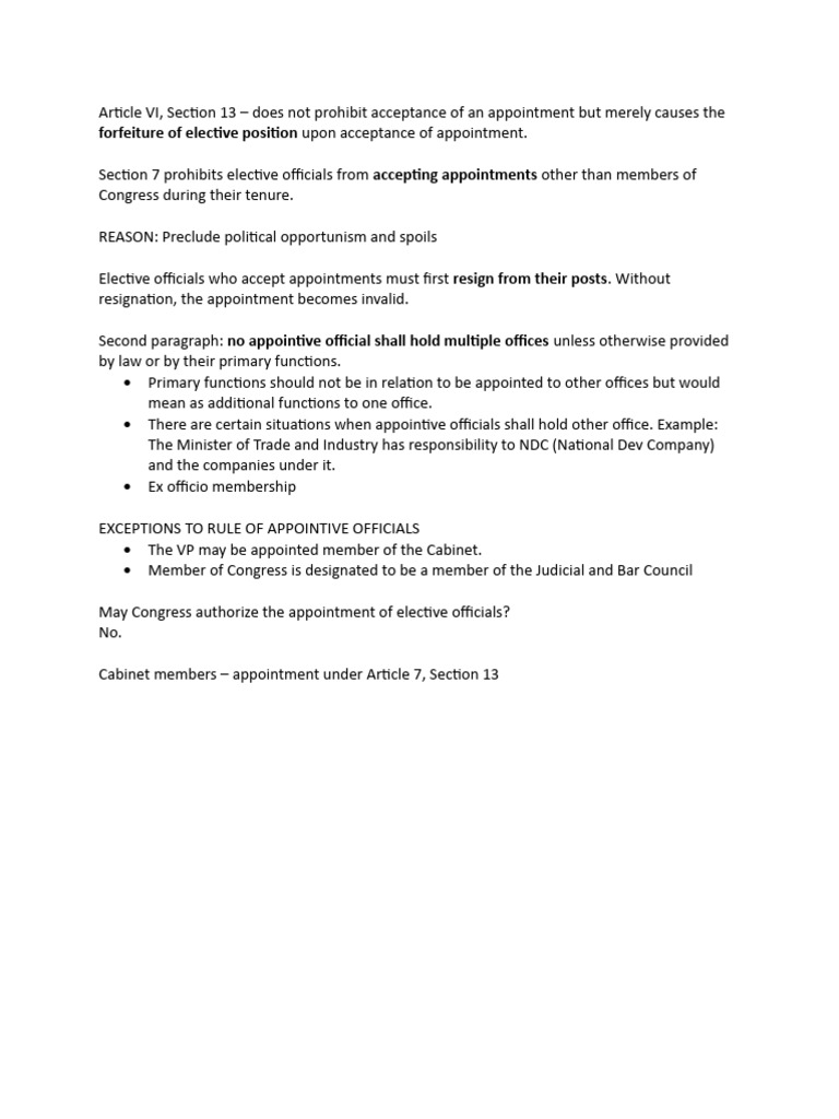Rules on Appointments for Elective Officials | PDF