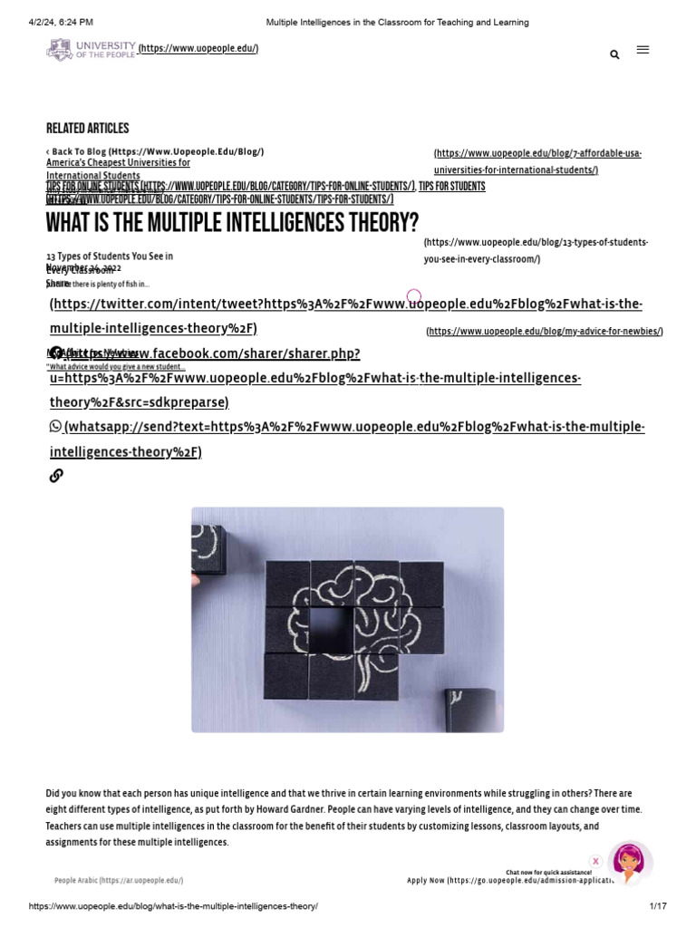 Multiple Intelligences in The Classroom For Teaching and Learning | PDF ...