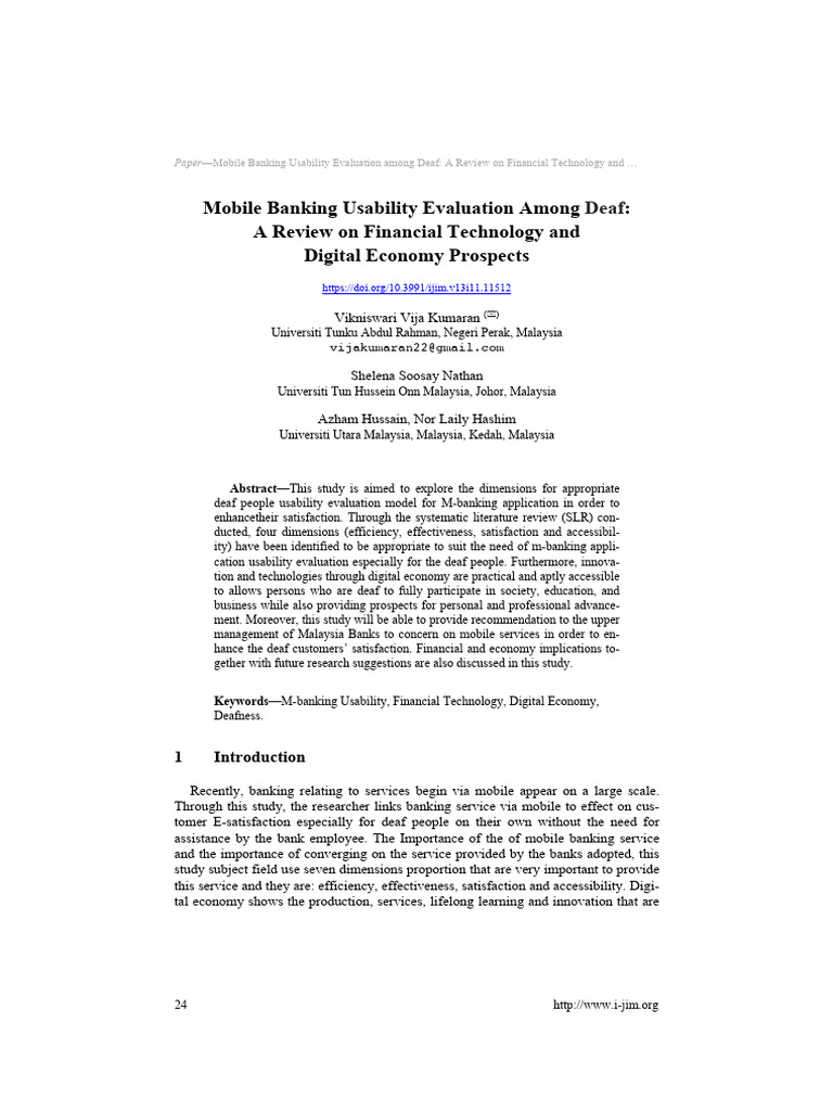 2019 Mobile Banking Usability Evaluation Among Deaf A Review On Financial Technology and Digital ...