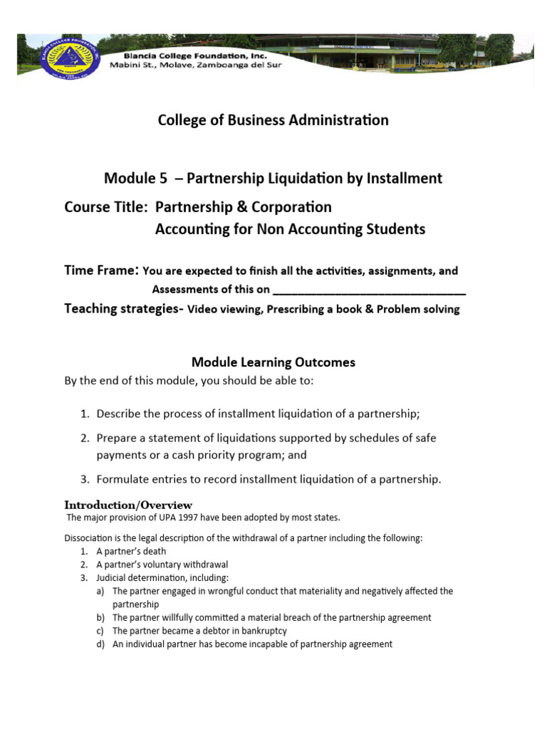 Module-5-Accounting-2-Partnership-Liquidation-by-Installment | PDF ...