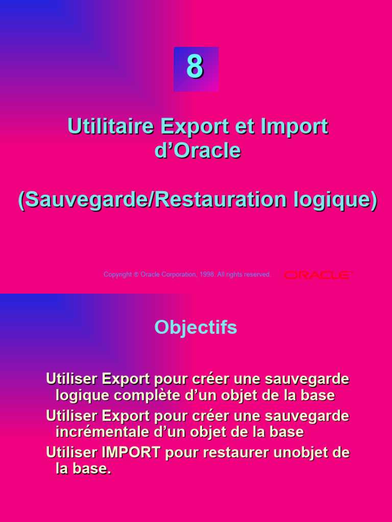 Export Import | PDF | Base de données Oracle | Sauvegarde (informatique)