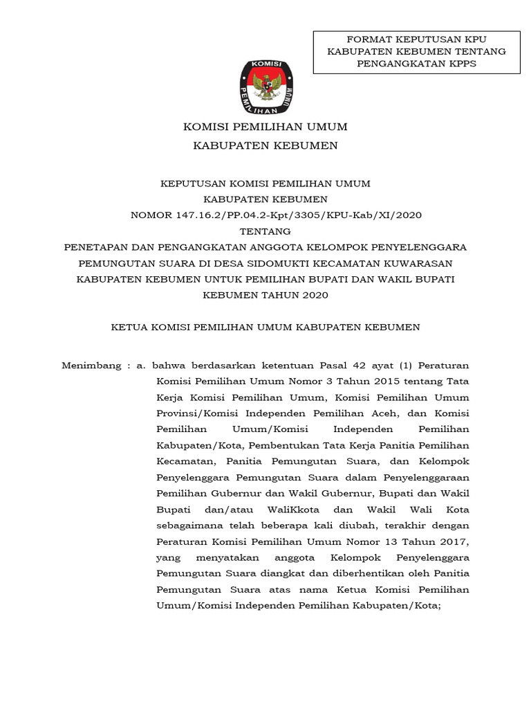 SK KPPS Sidomukti | PDF | Hukum