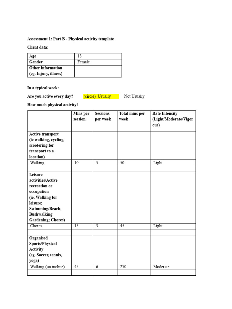 Physical Activity Assessment Guide | PDF | Strength Training | Physical ...