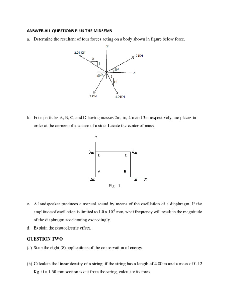 Physics Problem Set: Forces, Motion, and Energy | PDF