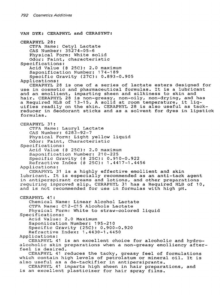 792 Additives: Cosmetics | PDF | Emulsion | Shampoo