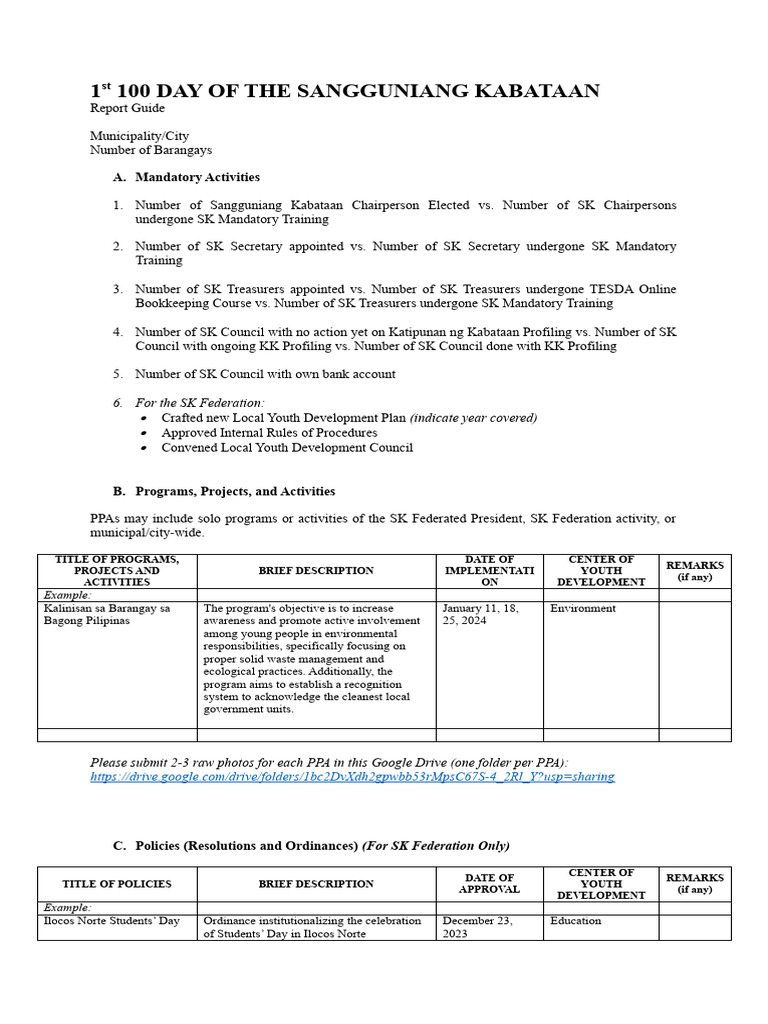 1st-100-Days-Report-Guide 2 | PDF