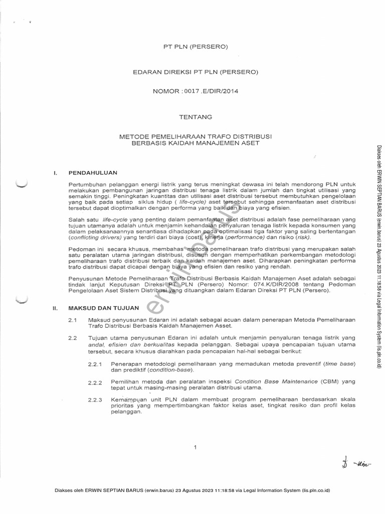 Metode Pemeliharaan Trafo Distribusi | PDF