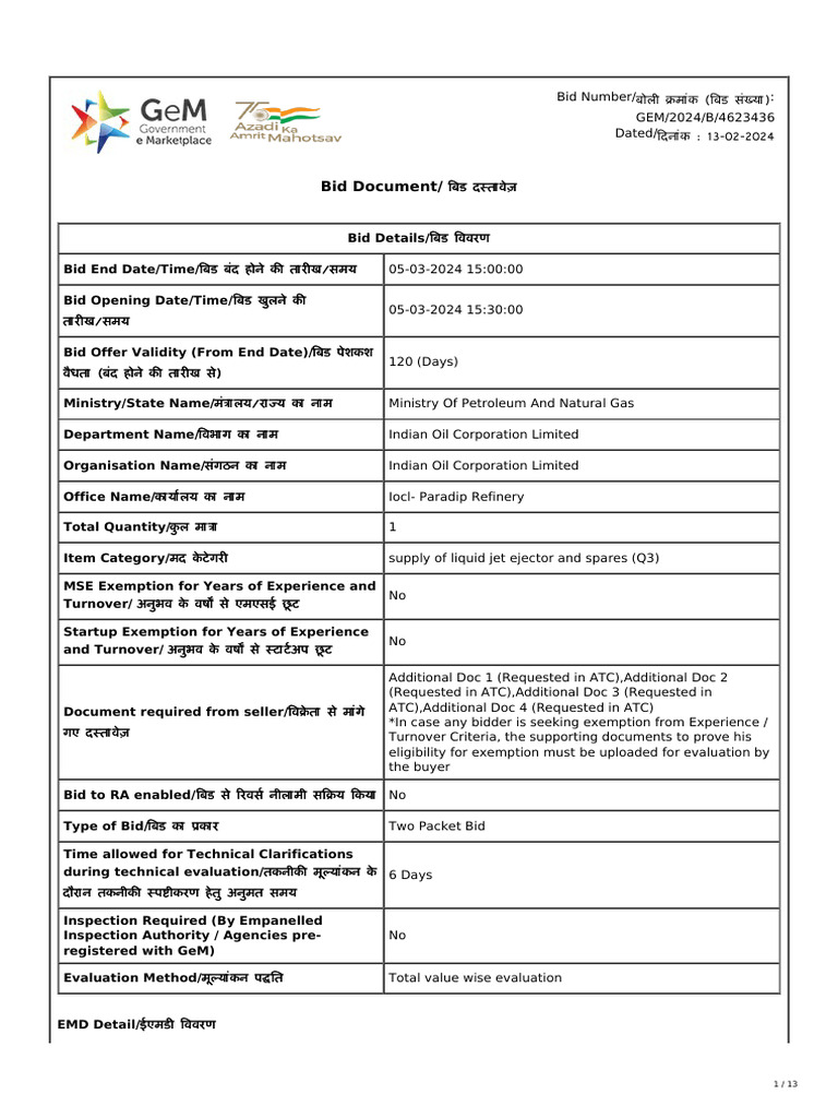 Liquid Jet Ejector Supply Bid Details | PDF | Invoice | Procurement