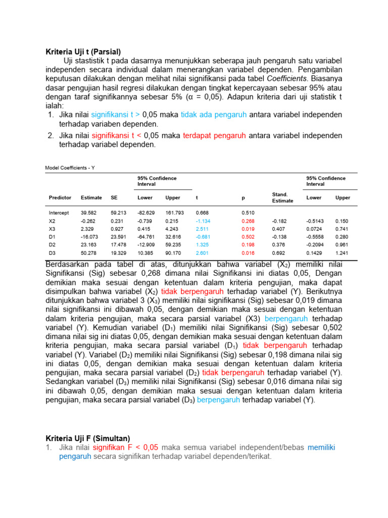 Kriteria Uji T | PDF
