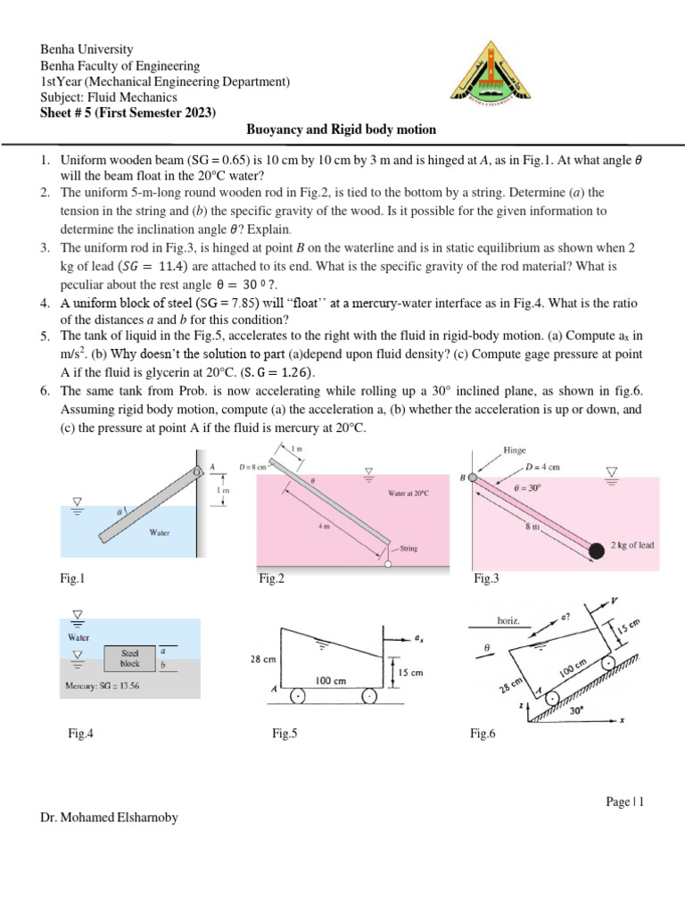 Fluid Sheet 5 | Download Free PDF | Buoyancy | Physics