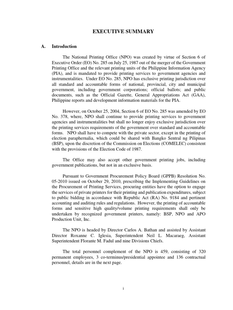 National-Printing-Office-Executive-Summary-2022 | PDF | Audit | Business