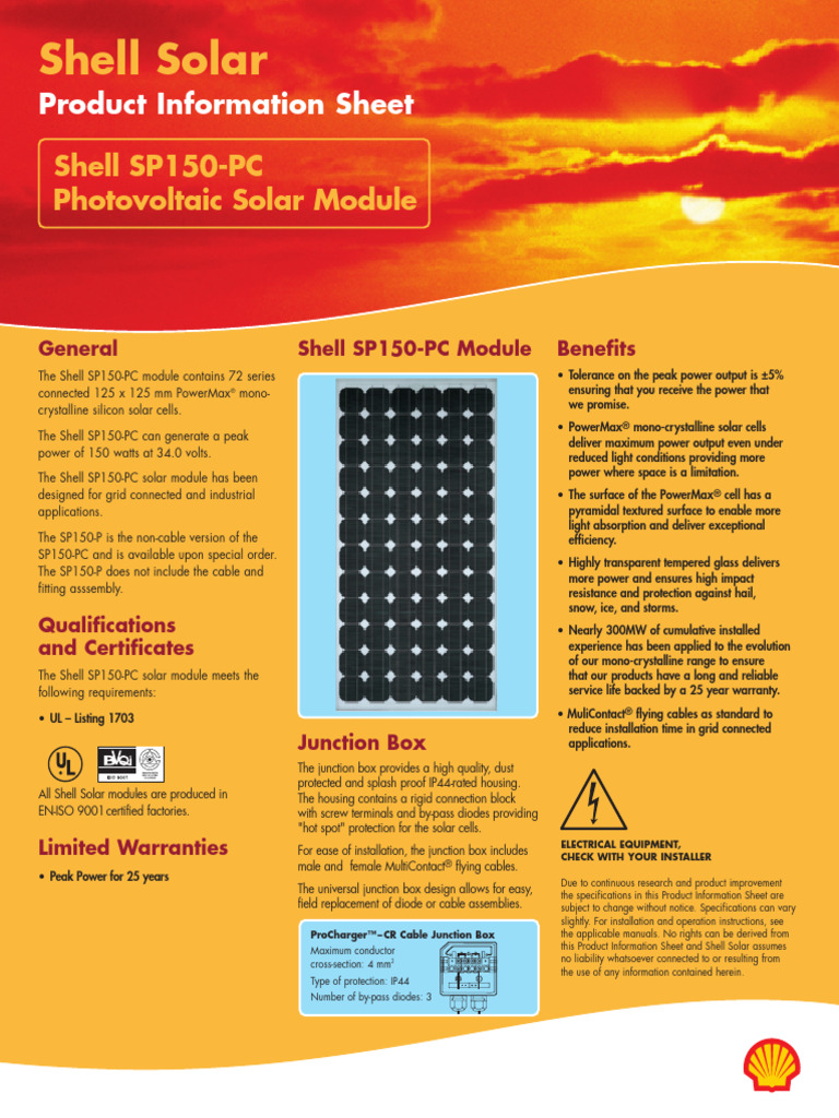Fournisseur PV Shell Solar | PDF | Solar Panel | Photovoltaics