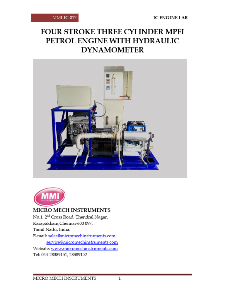 4S 3C Petrol Engine With Hydraulic Dynamometer | PDF | Engines | Water