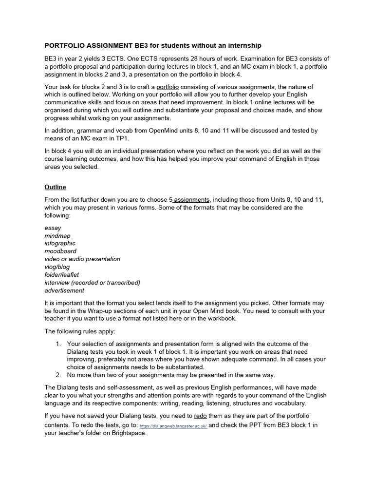 Portfolio Assignments BE3 For Senior Students | PDF | Cognition | Human ...