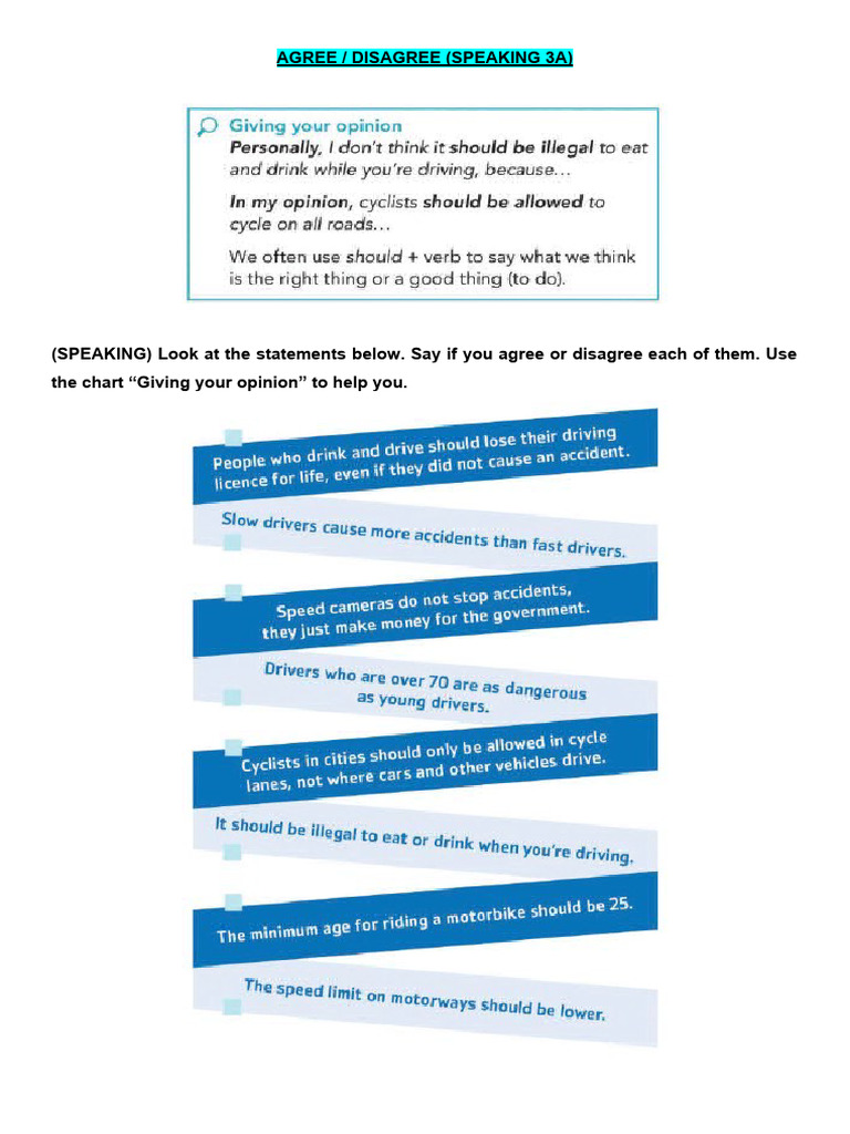 (Speaking 3A) Agree - Disagree | PDF | Language Arts & Discipline