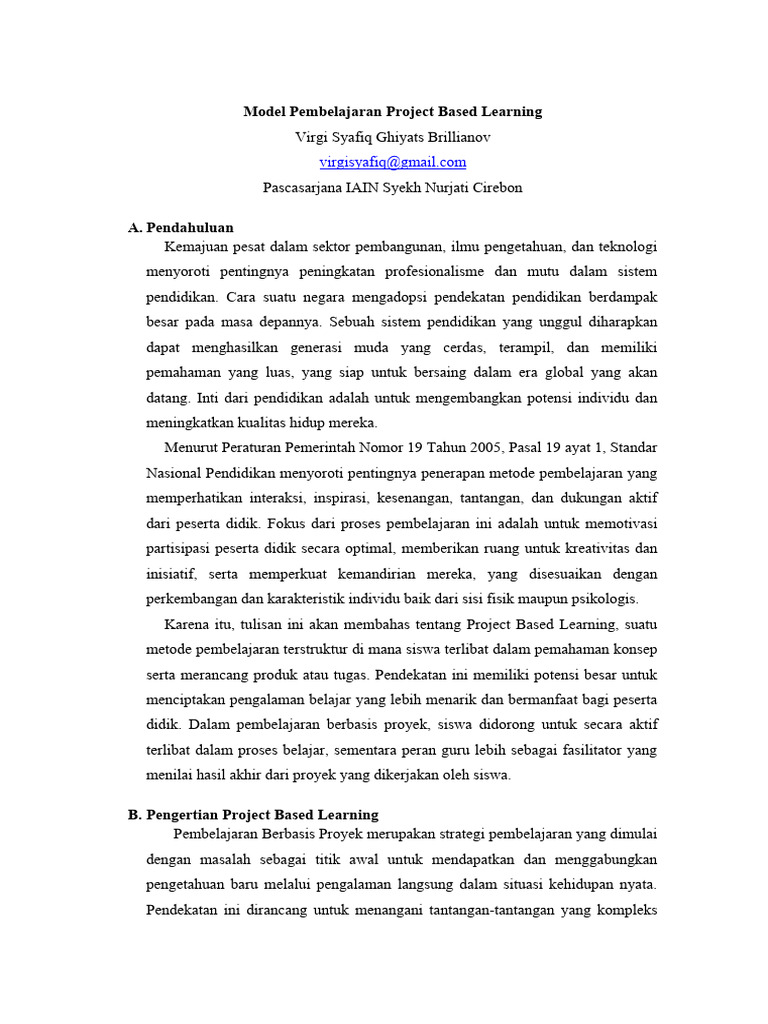 Panduan Project Based Learning Efektif | PDF