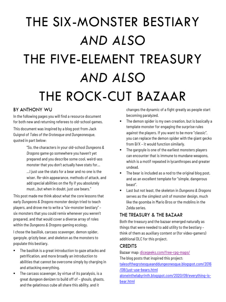 Six-Monster Bestiary for D&D | PDF | Monsters