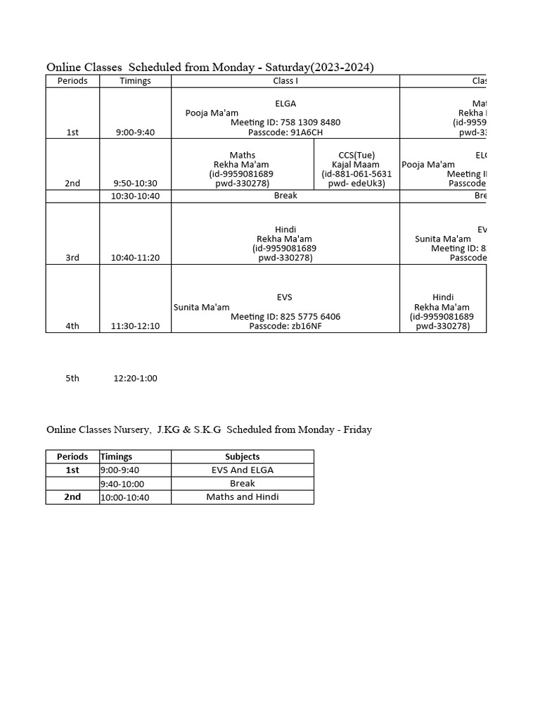 Online Time Table - xlsx.2023 July | PDF