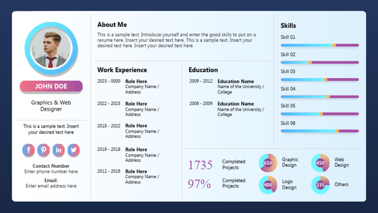 FF0476 01 Resume Dashboard Powerpoint Template 16x9 1 | Download Free PDF | Computing | Software