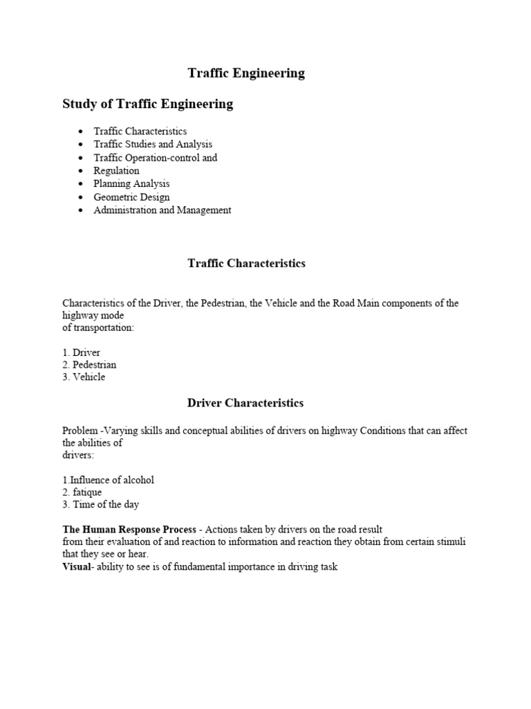 Traffic Engineering Pdf Visual Perception Traffic