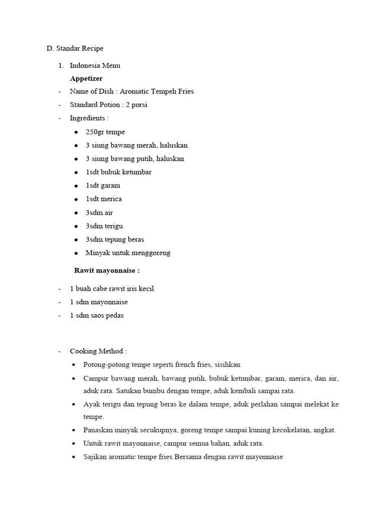 Standard Recipe | PDF