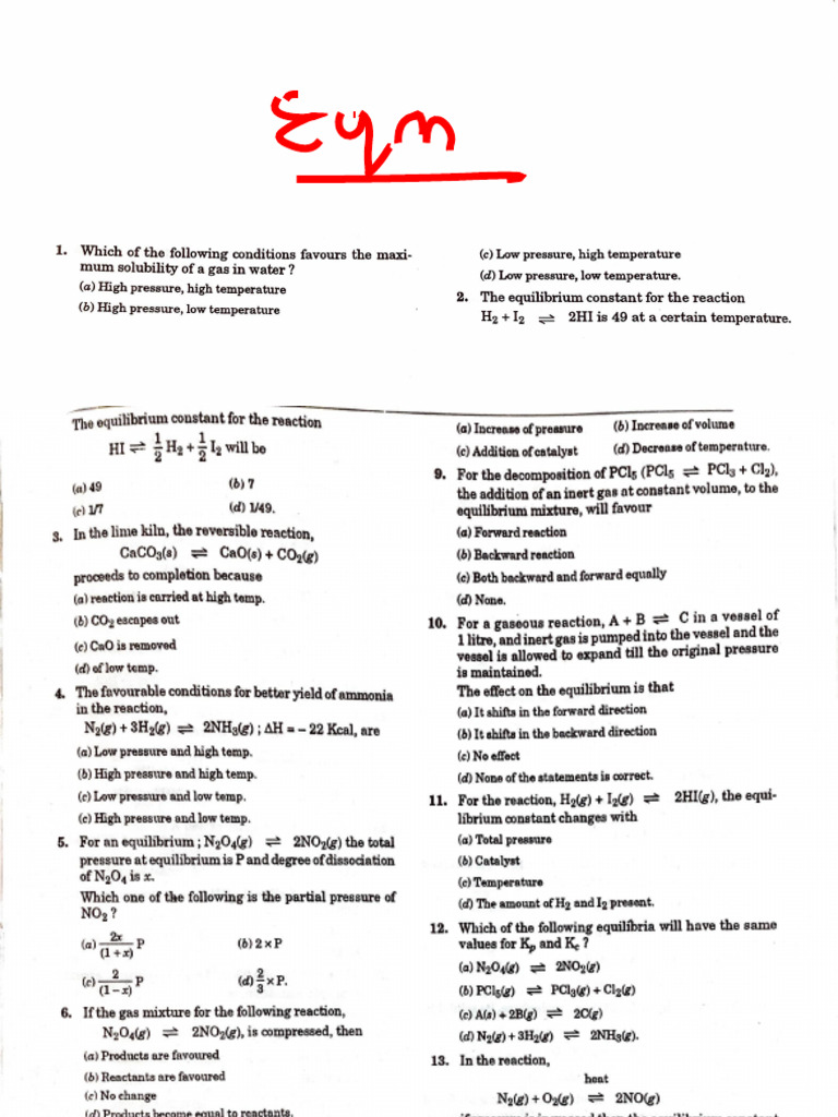 Eqm | PDF | Acid | Chemical Equilibrium