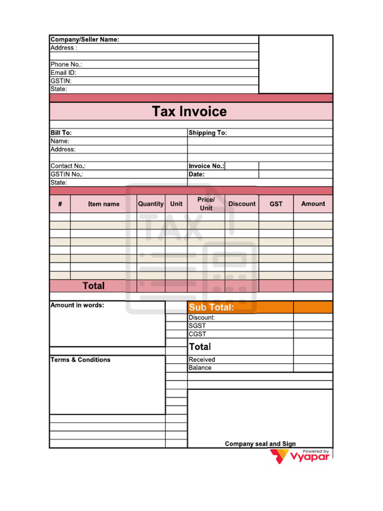 GST Bill Format 01 | PDF