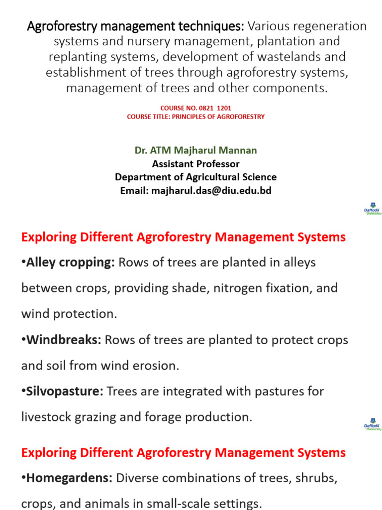 4. Agroforestry management techniques (1) | PDF | Agriculture | Trees