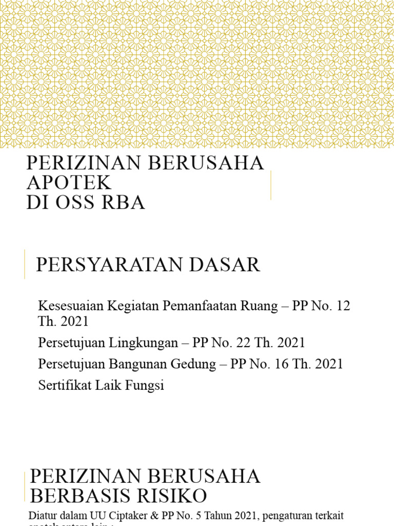 Perizinan Berusaha Apotek Di Sistem OSS | PDF