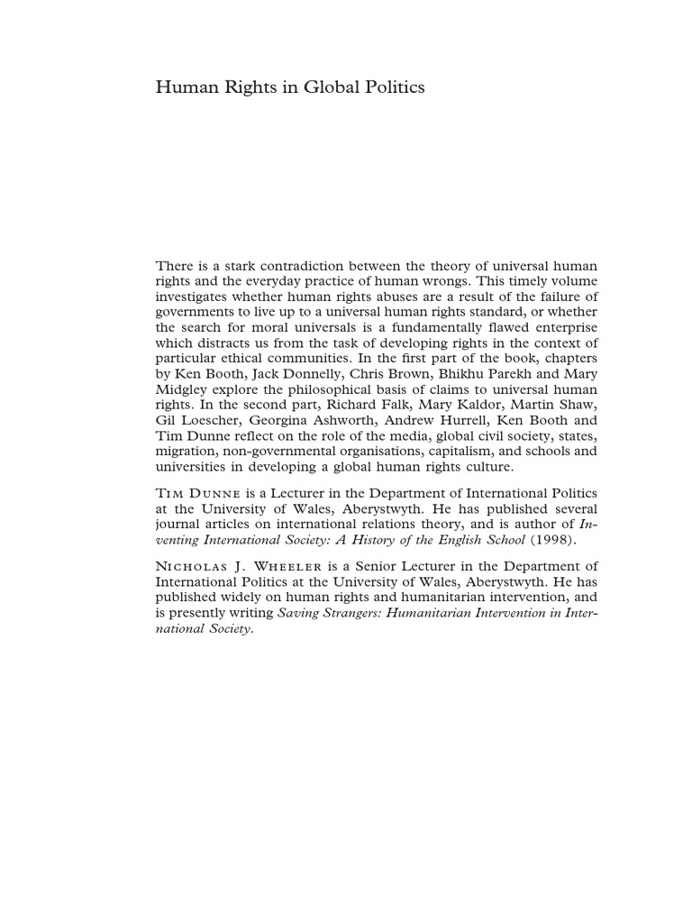 Human Rights in Global Politics (Tim Dunne, Nicholas J. Wheeler) | PDF ...