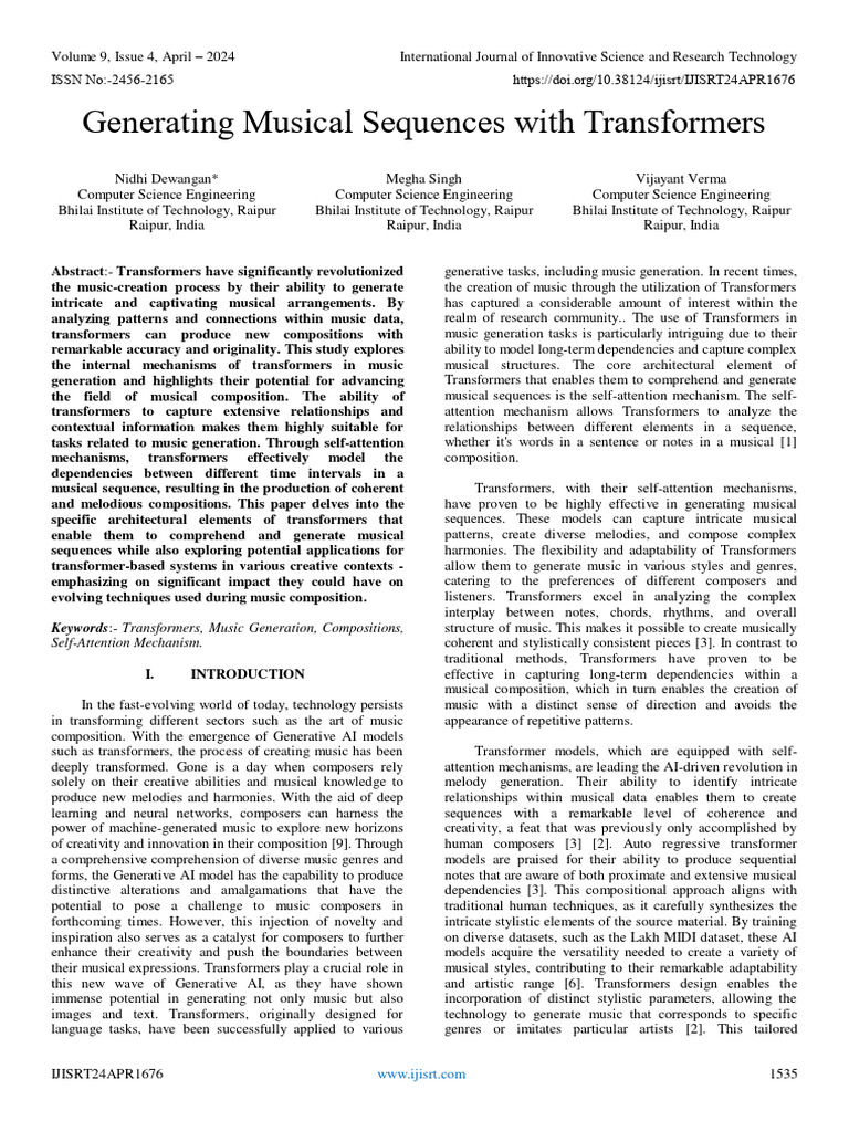 Generating Musical Sequences With Transformers | PDF | Artificial Intelligence | Intelligence ...