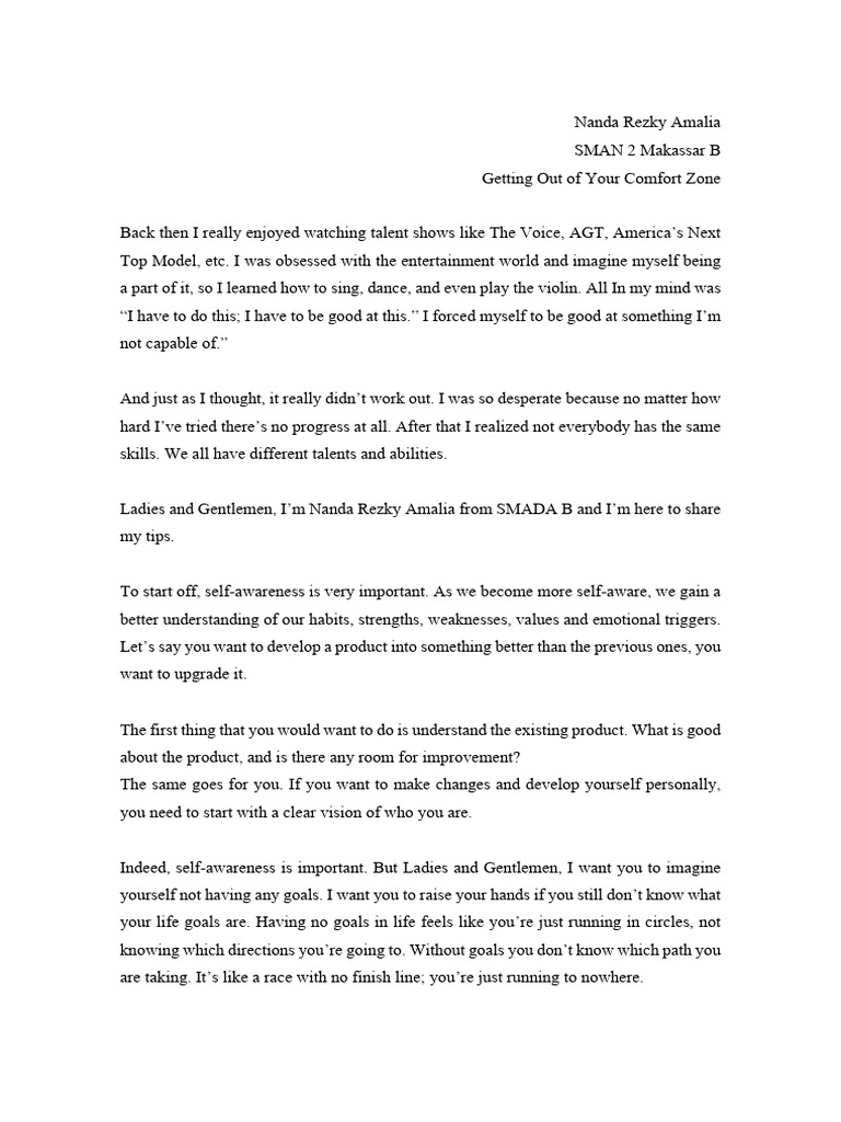 Nanda Rezky Amalia - Speech - SMAN 2 Makassar - SMADA B | PDF | Behavioural Sciences | Psychology